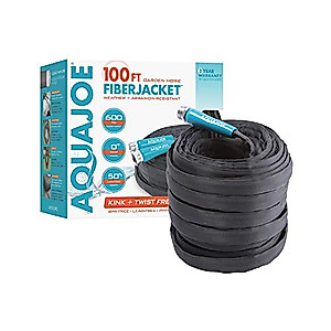 Aqua Joe AJFJH100-58-PRO FiberJacket Non-Expanding Kink-Free Garden, RV, Marine and Camper Hose, Ultra-Lightweight, Drinking Water Safe, 100-Foot x 5/8-Inch