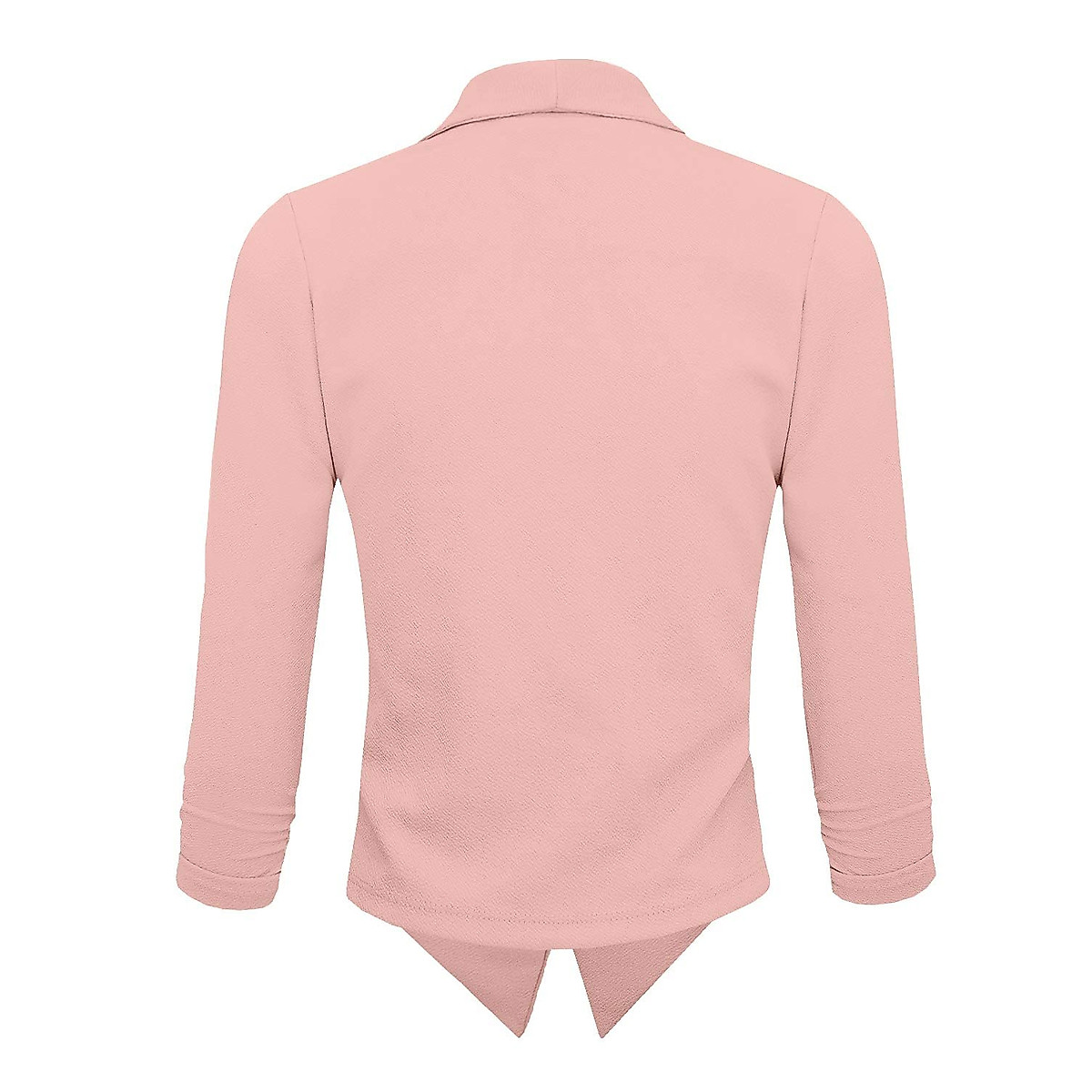 H&C Women Casual Work Office Open Front Shawl Lapel Soft Pink Blazer Jacket with Removable Shoulder Pads Made in USA