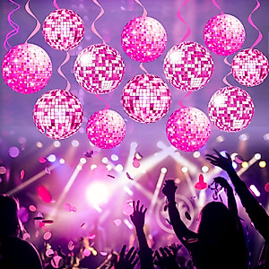 Pink Disco Ball Party Hanging Swirls 70s Disco Birthday Party Decoration Disco Ball Themed Swirl Ceiling Disco Party Hanging Streamer for 70s 80s Party Baby Shower Supplies
