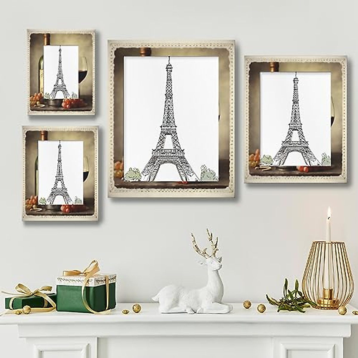 Bardic 5x7 Picture Frames, Red Wine Glass Wooden Photo Frame Fits 4x6 with Mat or 5x7 Without Mat Photo Frames for Wall Mounting or Tabletop Display for Home Gallery Decor