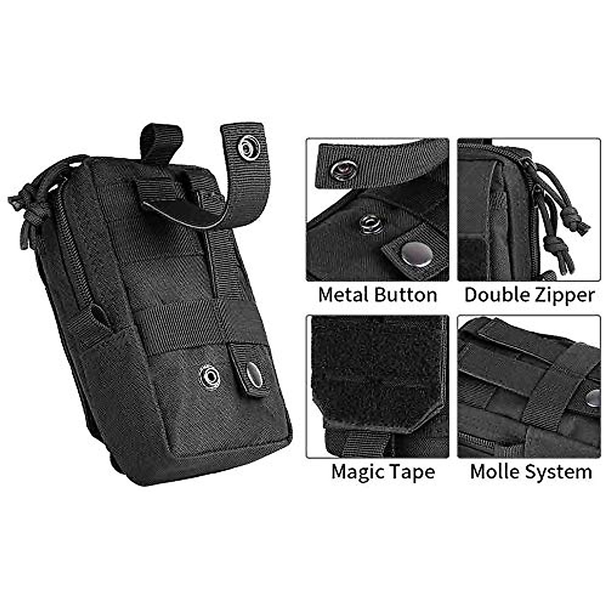 IronSeals Multi-Purpose Tactical Molle Pouch Waist Bag for Mobile Phone Belt Pouch Holster Cover Case for iPhone 14 Pro Max/13 Pro Max/12/11 Pro Max/XS Max, Size L