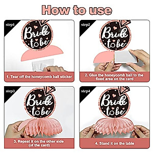 8Pcs Bachelorette Party Decorations Bride to Be Honeycomb Centerpieces, Rose Gold Bridal Shower Table Topper Party Supplies, Pink Hens Night Women Table Centerpieces Wedding Engagement Decor