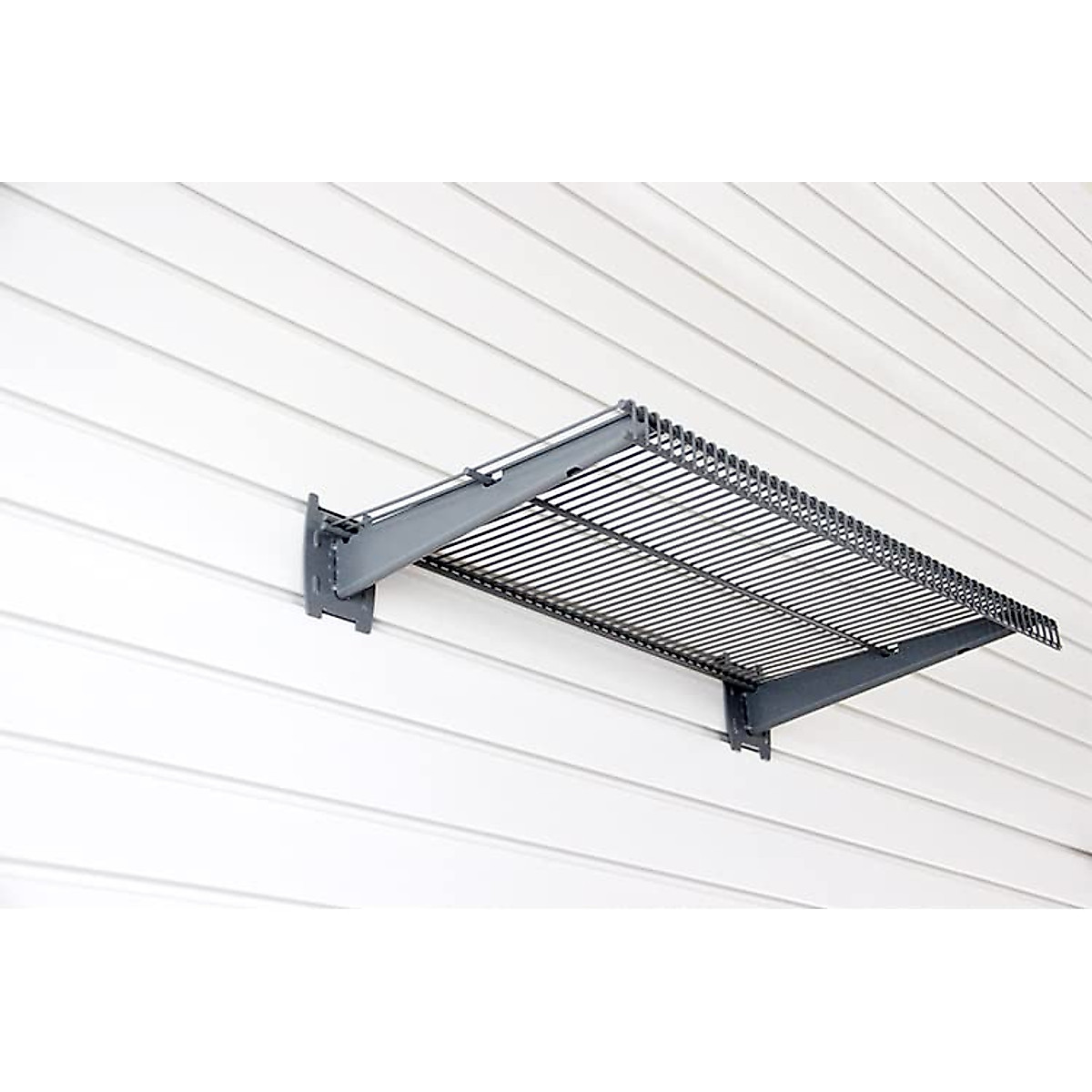 Baoz 2pcs Wall Shelf Kit Garage Storage Rack Heavy Duty Metal Carbon Steel Floating Shelf Mounted Ventilated Shelves for Slatwall(12x24in)