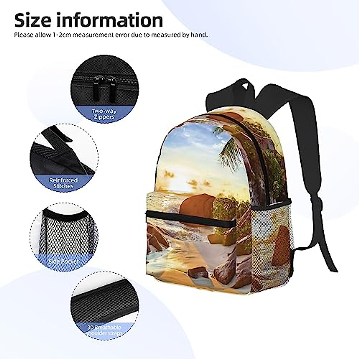 FURLOU Tropical Beach at Sunset Backpack Laptop Men Business Work Casual Daypack Women Lightweight Travel Bag