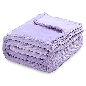 SOCHOW Soft Fleece Bed Blanket Twin Size, Cozy Warm Lightweight Waffle Weave Bedding Blanket for All Seasons, 66 x 90 inches Lilac