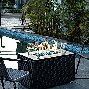 GASPRO 20 Pound Fire Glass Diamonds 1 Inch, Fire Pit Glass Rocks for Gas Fireplace and Fire Pit, Caribbean Blue, High Luster