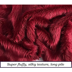 Bianna Ruby Red Burgundy Faux Fur Fabric, 60 inches Wide Options, American Seller, Luxury Shag Shaggy Material for Crafting, Sewing, Costumes, Fursuits, Home Decor (12x12 inches)