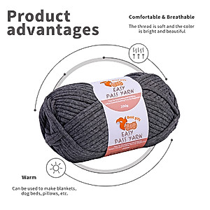 Fedmut Yarn for Crocheting -200g Beginners Chunky Cotton Yarn Easy-to-See Stitches Thick Worsted Yarn for Knitting Craft -Grey