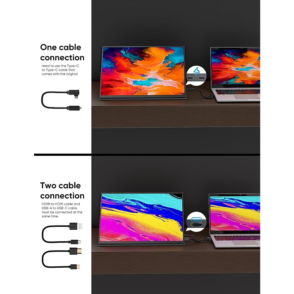 2.5K Portable Monitor for Laptop16 Inch 2560 * 1600 100% sRGB Comupter Gaming Display with HDR USB C HDMI, Ideal for Travel, Second, Extend Screen