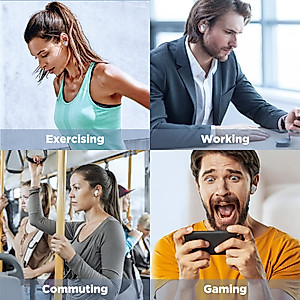 HTC True Wireless Earbuds 7 Bluetooth 5.3, in-Ear Headphones Noise Cancelling for Gaming, Exercising - 40ms Ultra Low Latency/22H Playtime/Game Modes/10mm Driver/Built-in Microphone -Gray