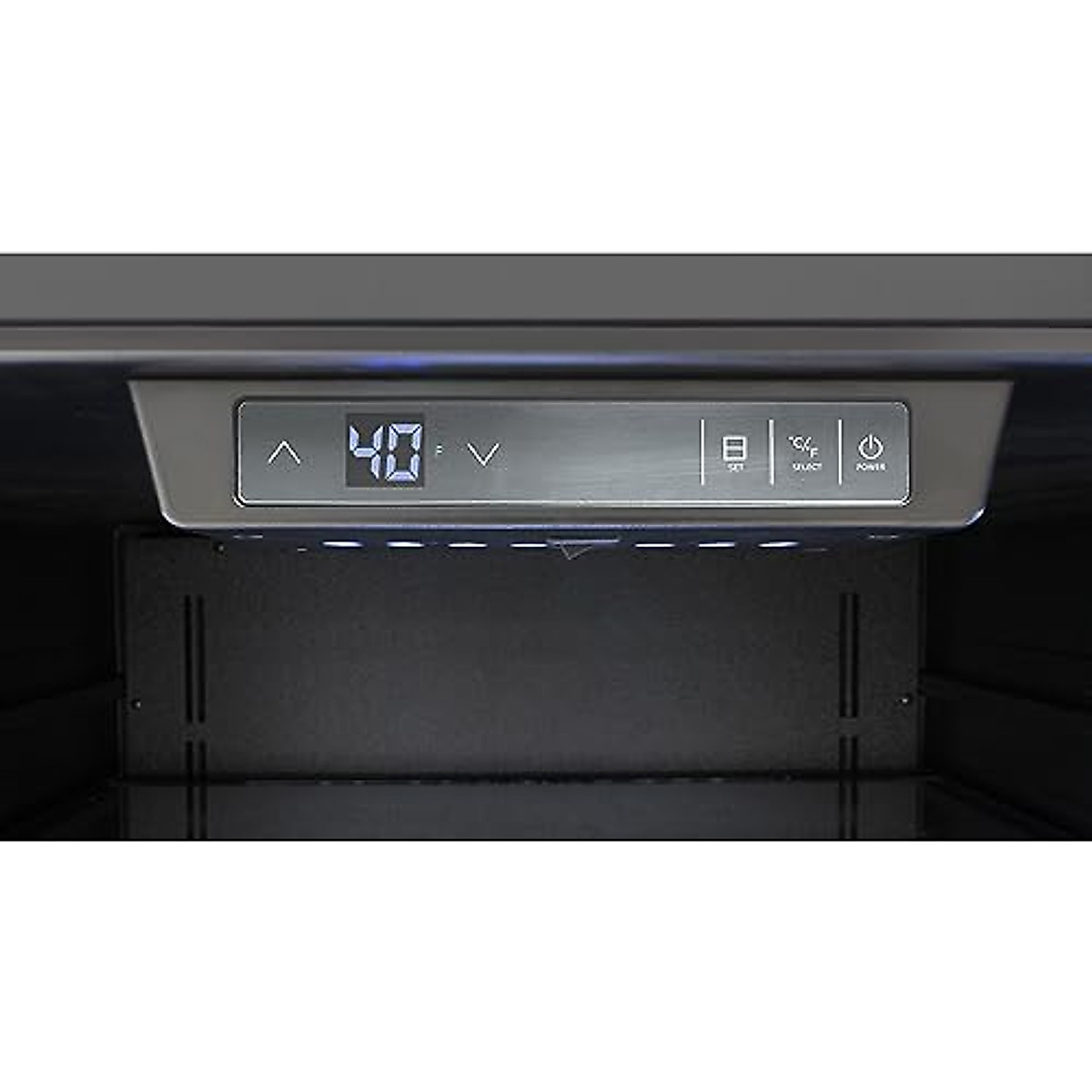 DUURA Elite DE210FRGWB Refrigerator Single Zone Freestanding Fridge for Pantry, Garage, House, Kitchen Use with Adjustable Glass Shelves and Blue LED Lighting, 29.5-Inch, Black