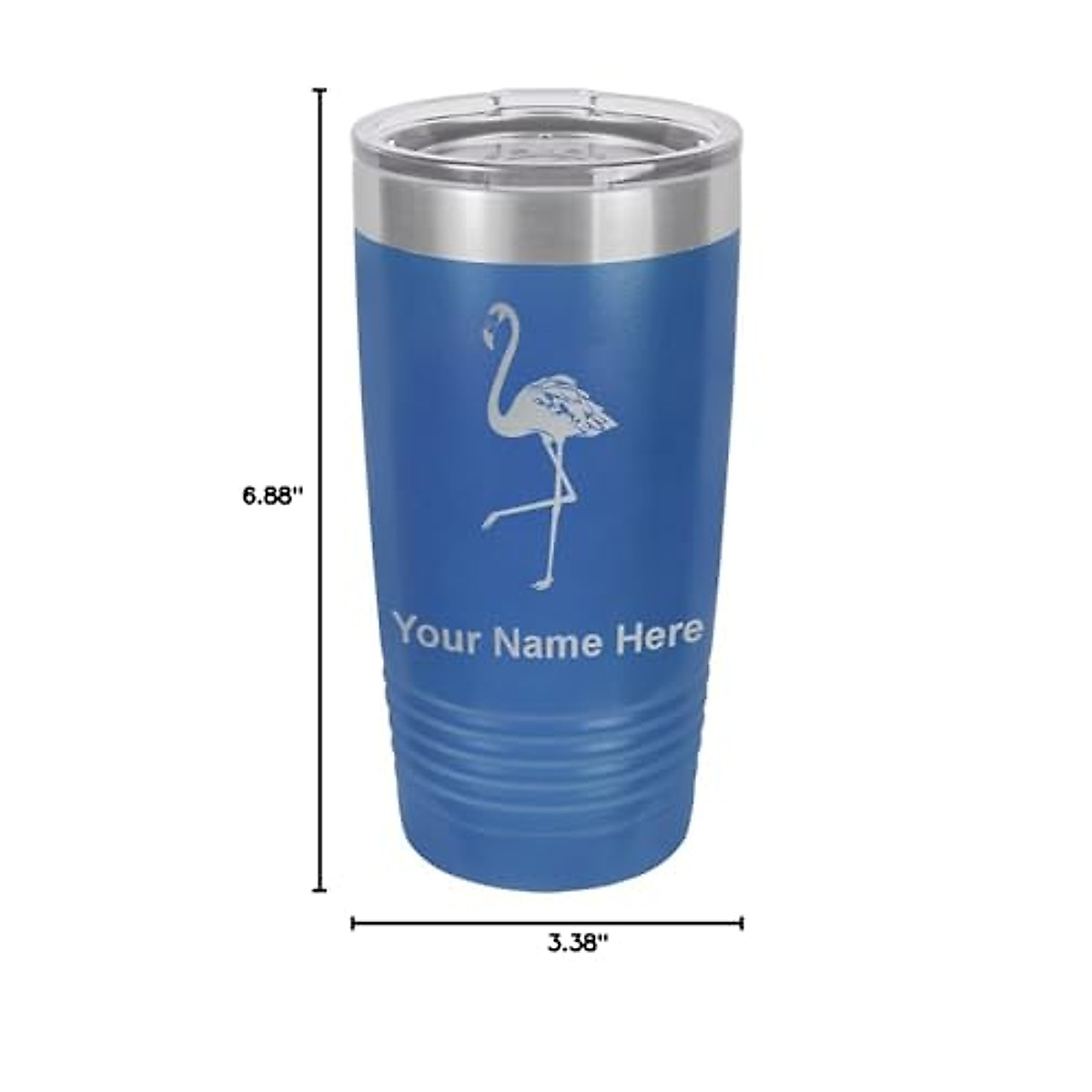 LaserGram 20oz Vacuum Insulated Tumbler Mug, Flamingo, Personalized Engraving Included (Dark Blue)