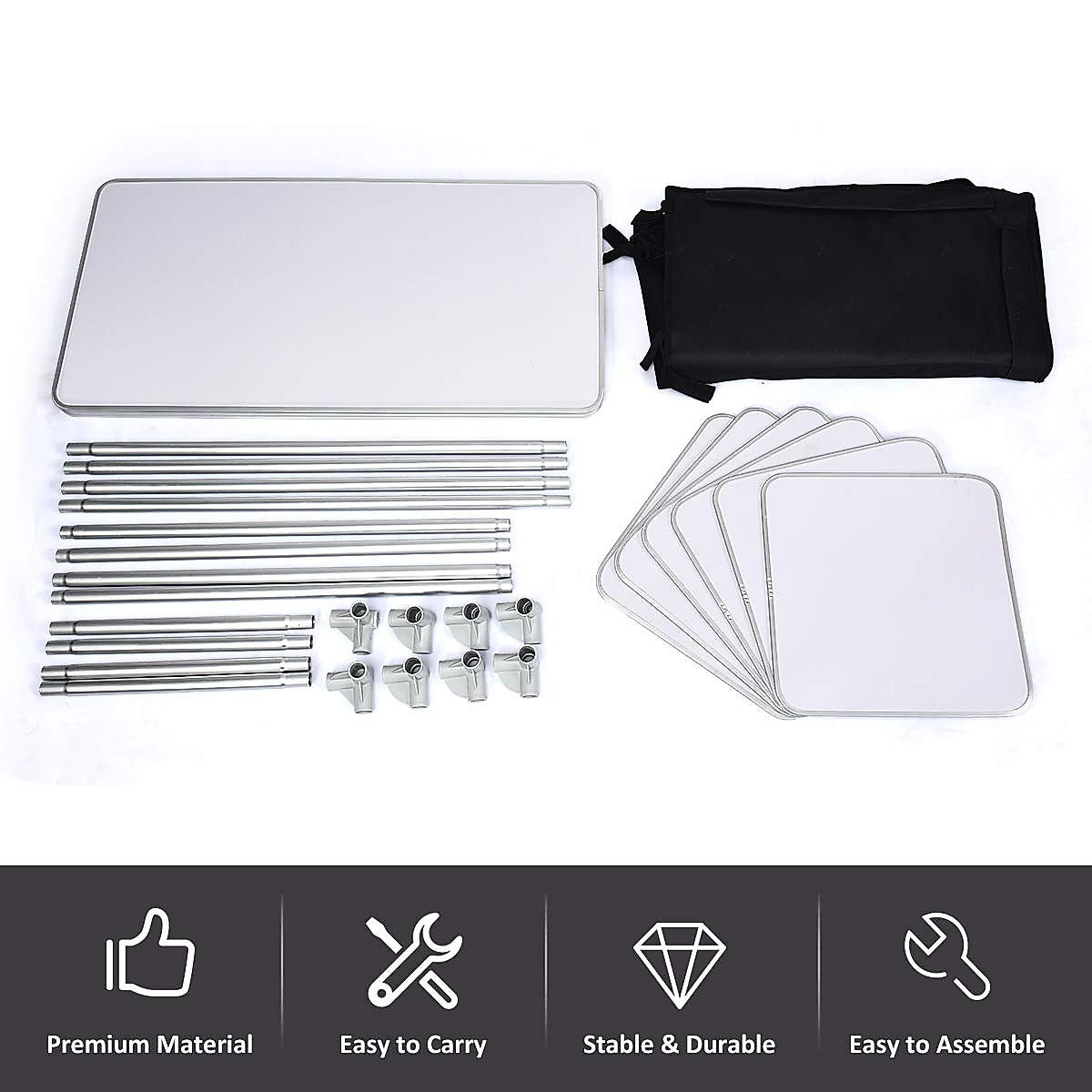 Giantex Camping Cook Table Kitchen Station with Storage Organizer and Carrying Bag, for BBQ Party Picnics Backyards and Tailgating, Portable Outdoor Aluminum Cooking BBQ Table (Black)