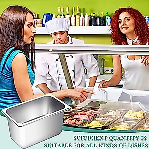 Jinei 1/4 Size 6 Inch Deep Hotel Pans 201 Stainless Steel Pan Quarter Commercial Food Pans Metal Steam Table Pan for Kitchen Restaurant Buffet Party Supplies (8 Pcs)