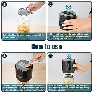 Electric Mason Jar Vacuum Sealer Kit for Regular & Wide Mouth Mason Jars Lids Canning Supplies Mason Jar Sealer with Can Opener Automatic Dry Canning Vacuum Sealer Machine for Food Saver Storage Black