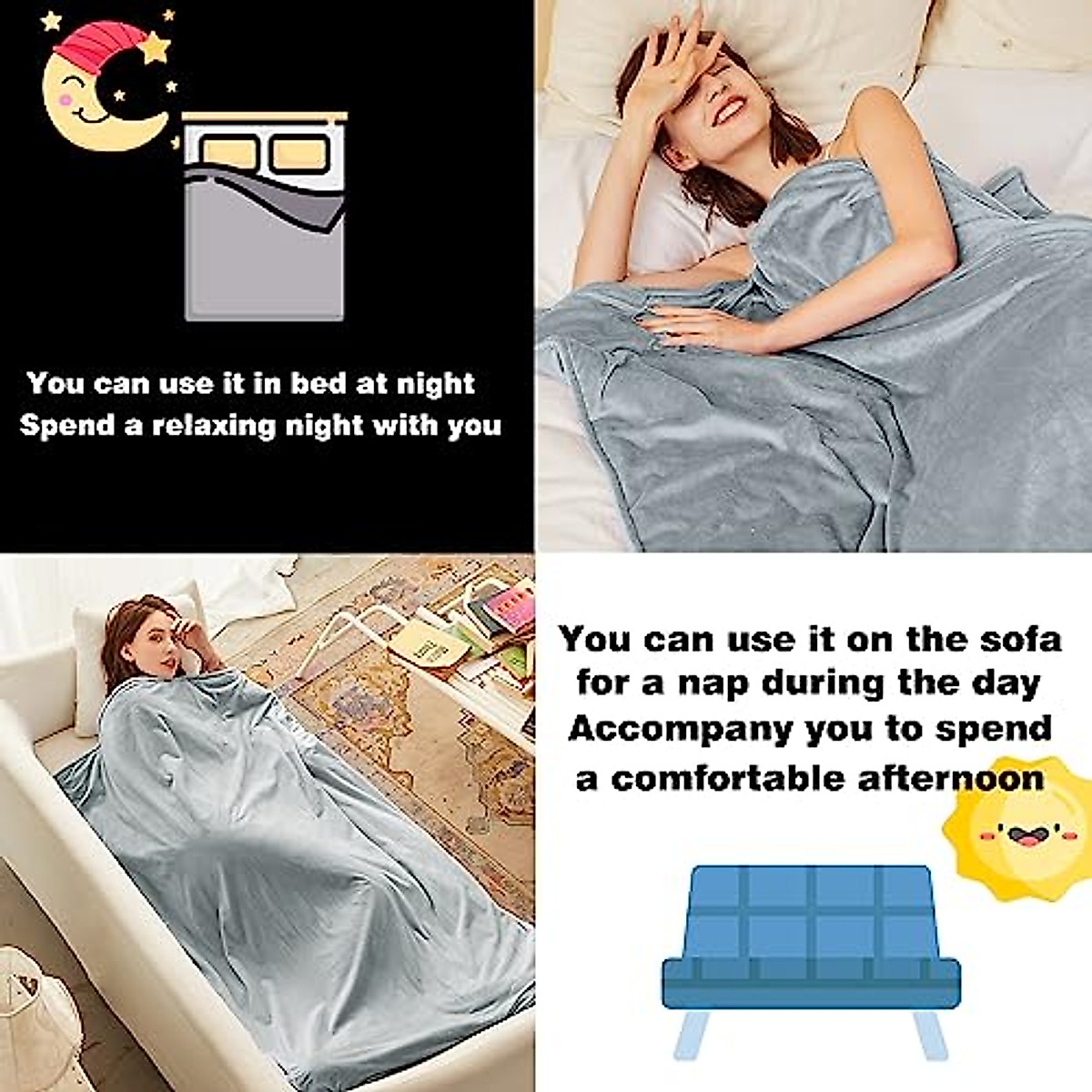 Weighted Blanket Twin Size 48''x72'' 12lbs Soft Minky Weighted Blankets for Adult All-Season with Premium Glass Beads for Sleep Partner (Dark Grey)