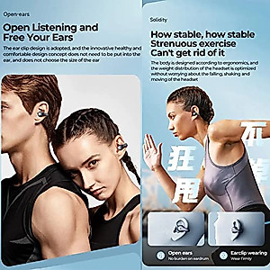 FORSINING Mini Bone Conduction Earphones Open Ear Wireless Earbuds with Earhooks Clip-on Headphones Bluetooth 5.3, Sport Music Running Earpiece,for Android & iPhone, White