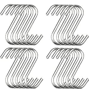 LUNKUIVY 120 Pack 2.8 Inch S Hooks Stainless S Shaped Hooks Heavy Duty for Hanging Pans and Pots, Coffee Cups, Clothes, Plant, Silver