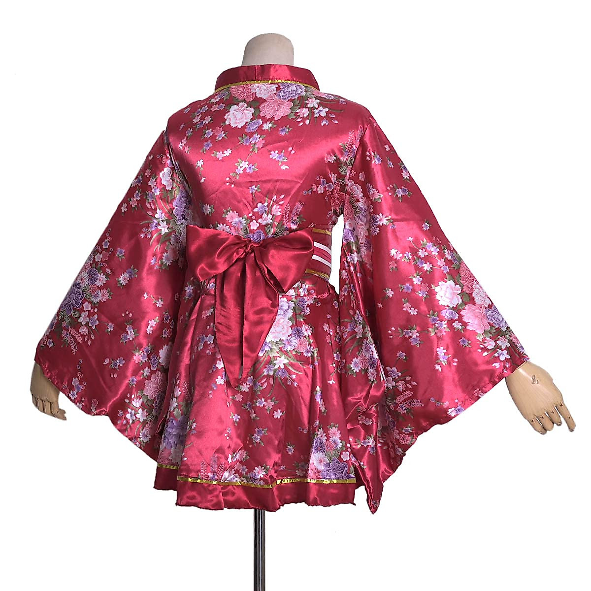 Women's Short Kimono Dress Floral Print Japanese Traditional Sexy Geisha Robe Bathrobe Skirt Belt Outfit