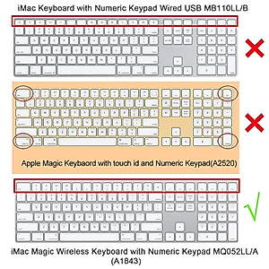 COOSKIN TPU Clear Keyboard Cover Protector for 2017 Released Apple Magic Keyboard with Numeric Keypad US Layout A1843 Keyboard Skin