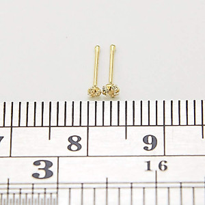 14K Solid Yellow Gold with 1.5MM Square Gem Ball End Nose Pin Body jewelry