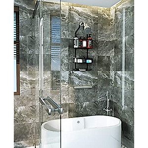 Kadolina Bathroom Hanging Shower Organizer, Over Head Shower Caddy, Adhesive Corner Shower Caddy Shelf, Bathroom Shower Organizer Shelves