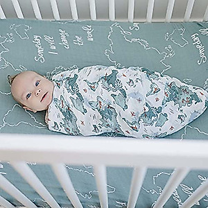 Swaddle Blanket, Boutique Muslin Blankets for Girls & Boys, Baby Receiving Swaddles, Ideal Newborn & Infant Swaddling Set, Perfect Shower Gifts, 2 Pack (World Map + Someday)