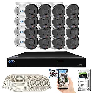 GW Security Smart AI 16 Channel H.265 PoE NVR Ultra-HD 4K (3840x2160) Security Camera System with 16 x 4K (8MP) 2160P Face Recognition / Human / Vehicle Detection Outdoor Indoor Surveillance IP Camera