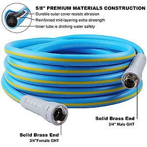 HQMPC Hose Garden Hose With Swivel Grip 5/8 in. x 20 ft., Water Hose Heavy Duty Durable Material Water Hose with Solid Fittings (BLUE) …