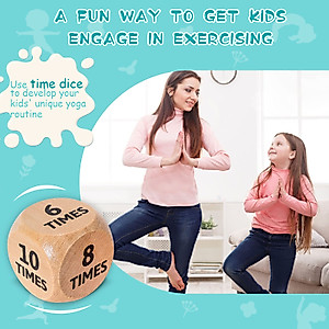 Garybank Kids Yoga Wooden Dice with Yoga Cards, Fun Exercise Dice for Kids Workout Equipment, Workout Dice Game for Kids Solo or Group, 12 Yoga Cards for Kids with Wooden Gift Boxes, Yoga for Kids