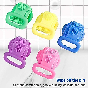 LUYILA Exfoliating Bath Washcloths Silicone Back Exfoliating Shower Pads, Extra Long Scrubber Skin Clean Shower Brushes, Back Scrubber Men Women Bath Towel Massage (Color : Pink)