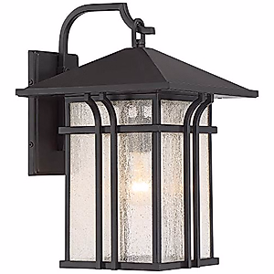 John Timberland Syon Mission Outdoor Wall Light Fixture Painted Bronze 16 1/2" Seeded Clear Glass Lantern Decor for Exterior House Porch Patio Outside Deck Garage Yard Front Door Garden Home