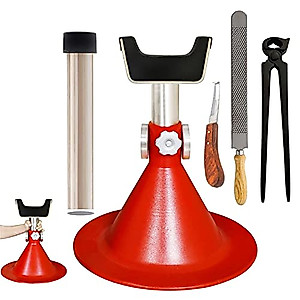 AAProTools Standard Base Hoof Stand Adjustable (RED) with Set Hoof Rasp, Nipper & Hoof Knife