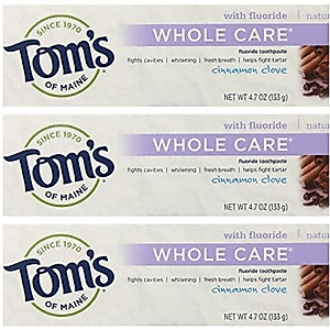 Tom's of Maine Natural Whole Care Toothpaste with Fluoride, Cinnamon Clove, 3 Count