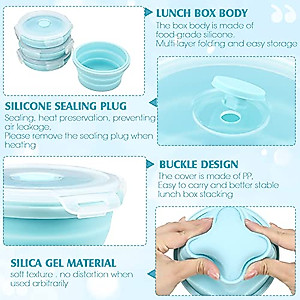 Tanlade 12 Pack Collapsible Bowls with Lids 17oz Collapsible Food Storage Containers Round Lunch Containers Silicone Collapsible Bowls for Camping RV Kitchen Microwave Dishwasher (Pink, Blue)