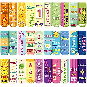 30 Pcs Inspirational Bookmarks Magnetic Bookmarks for Students Encouraging Motivational Magnetic Book Marker Clip Cute Positive Bookmarks for Kids Teachers School Reading Lovers 2.4 x 0.8 Inch