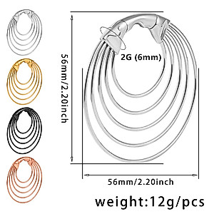 Atomhole 2 PCS Hoops Ear Weights for Stretched Ears Gauges Ear Plugs Body Piercing Tunnels 316 Stainless Steel Hypoallergenic Fashion Body Jewelry (For Lobe in 2G (6mm) or Larger, Gold)