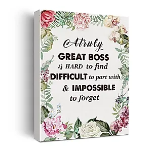 A Truly Great Boss Is Hard To Find, Boss Framed Canvas Wall Art, Boss Quote Print, Leaving Work/Farewell/Retirement 11.5" X 15"