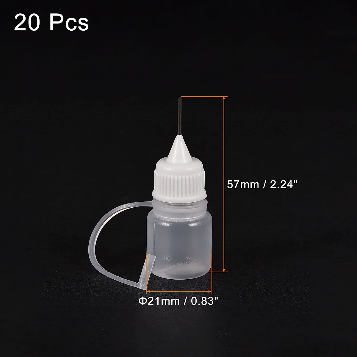 MECCANIXITY Needle Tip Bottle Precision Plastic Applicator with White Cap for DIY, Cleaning, Repair, Liquids, 3ml, 20 Pack