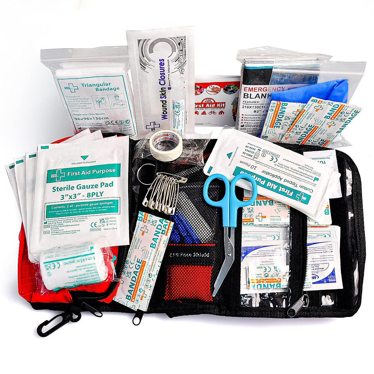 SuccorWare Small First Aid Kit - 100 Piece - Mini First Aid Kit for Home, Camping, Hiking, Backpacking, Travel, Vehicle, Outdoors - Emergency & Medical Supplies