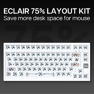 EPOMAKER Eclair 75% Hot Swappable Programmable RGB Bluetooth 5.0/2.4GHz/Wired Gaming Keyboard Kit NKRO with Sound Absorption Foam, Multimedia Wheel Control, 3000mAh Battery for Mac/Win (Eclair White)