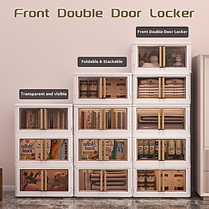 Nafenai Storage Bins with Lids, 19.5 Gal Collapsibkle Stackable Storage Bins with Wheels - 4 Packs Double Open Closet Oragnizers and Storage for Toy Home Dorm Room Essentials