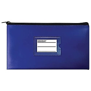 7 Pack, 7 days Zipper Security Bank Deposit Bag, Clear Window & 14 Insert Cards (Mon - Sun + Blank), by Better Office Products, Leatherette, 11.25" x 6.25", Cash Bag, Utility Pouch, Assorted 7 Colors