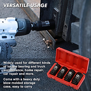 CASOMAN 1/2-Inch Drive Deep Spindle Axle Nut Impact Socket Set,12 Point Metric, CR-MO, 30,32,34,36mm, 4-Piece 1/2" Heavy Duty Impact Socket Set