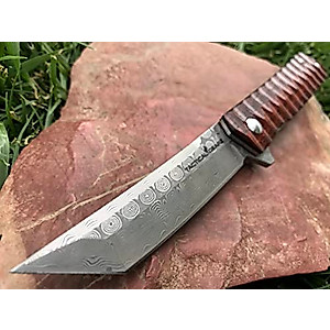 TACTICAL GEARZ Damascus Pocket Folding Knife! Rosewood Handle, Damascus Blade w/67 Layers & a VG10 Core! (Rogue XT)