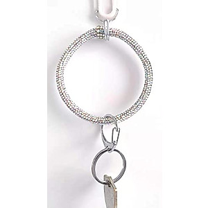 Bling Buy Rhinestone Wearable Keyring Bangle Sparkle Bracelet keychain Wristlet Key Chain for Women, Silver, 3 Inch