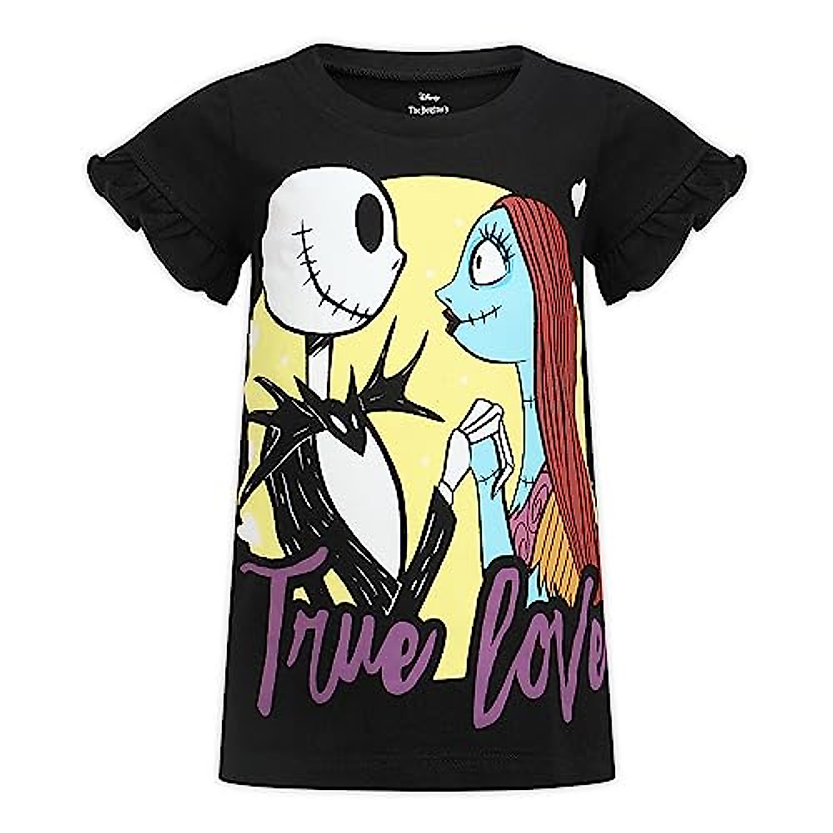 Disney Nightmare Before Christmas Girls 3 Pack Short Sleeve T-Shirt for Toddler to Big Kids Purple