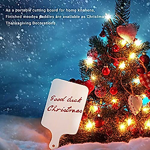 Roundsky 6 PCS Mini Wooden Cutting Board with Handle Unfinished Wood Paddle Chopping Board Cutouts Blank Small Chopping Board for DIY Kitchen Cooking Vegetables Decor