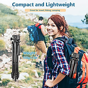 Eicaus 50'' Cell Phone Tripod, Travel Camera Tripod with Carry Bag & Remote, for iPhone Compatible Android, Sport Camera, Perfect Live Streaming/Vlogging/Video Recording, Black