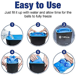 Eparé Clear Ice Ball Maker - Clear Ice Maker & Cocktail Ice Molds for Whiskey - Silicone Ice Balls for Whiskey - BPA-Free Craft Ice Cube Molds - Ice Sphere Mold Ice Trays for Freezer with Silicone Bag